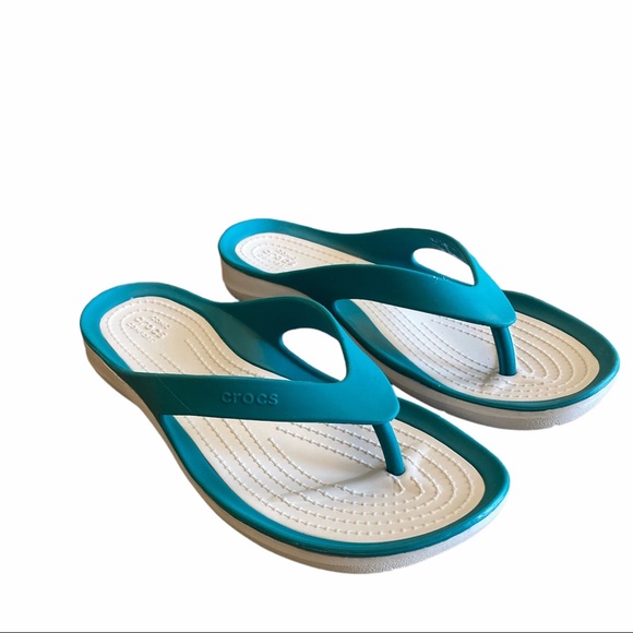 CROCS | Shoes | Crocs Shiftwater Iconic Comfort Teal Green Thong ...